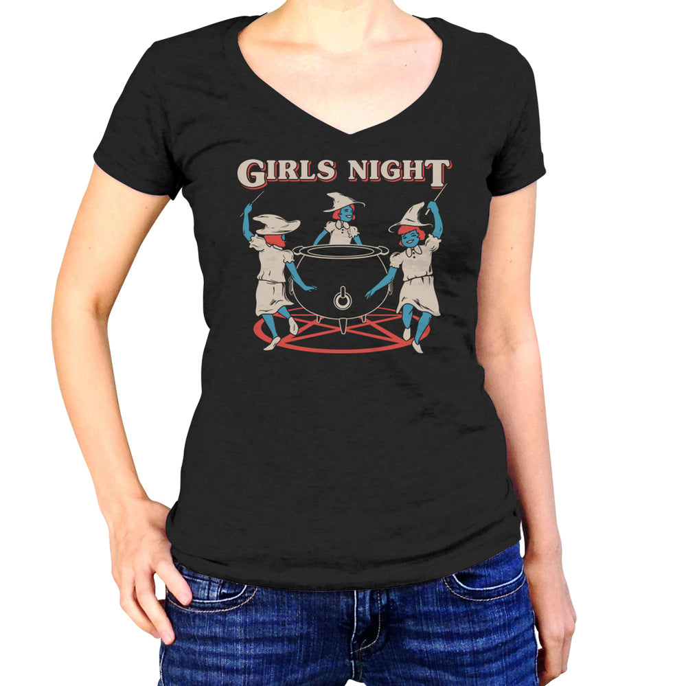 Women's Girls Night Witches Vneck T-Shirt - Boredwalk