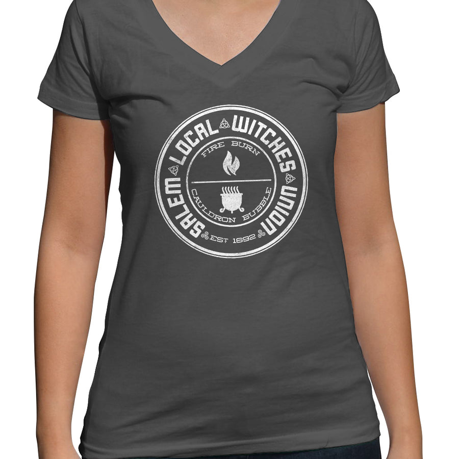 Women's Salem Local Witches Union Vneck T-Shirt - Boredwalk